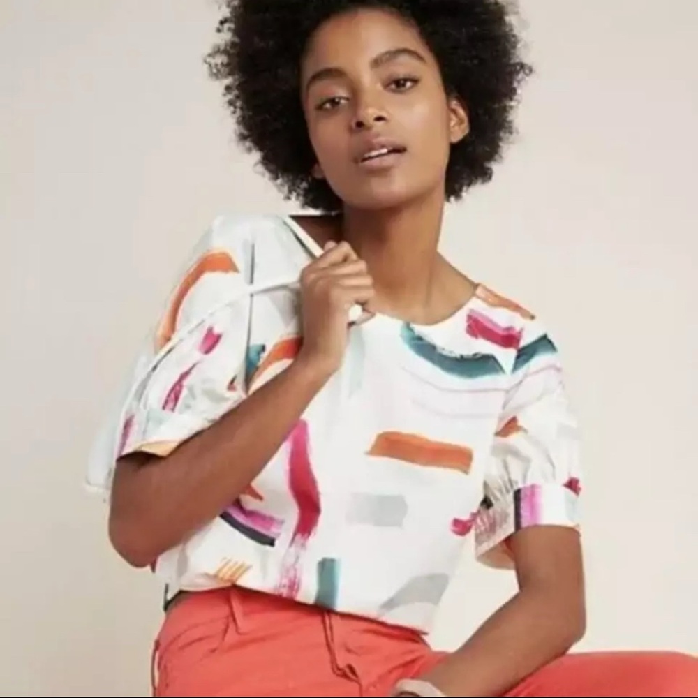 Nwt Anthropologie Aimee Clarke Art Brushstroke Button… - Gem